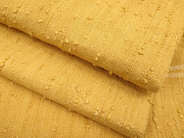 平和屋本店■極上　浦野理一　経節紬　九寸名古屋帯　色無地　柑子色　逸品　CYAA0918s5