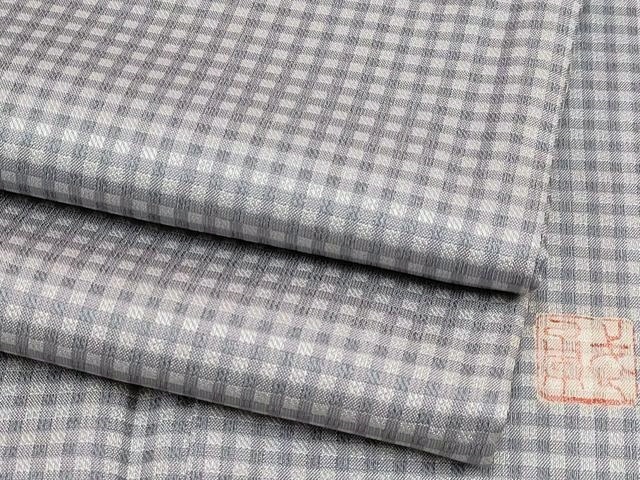 平和屋本店■極上　伝統工芸士　曽根武勇　お召　格子柄　逸品　CYAA1002s5