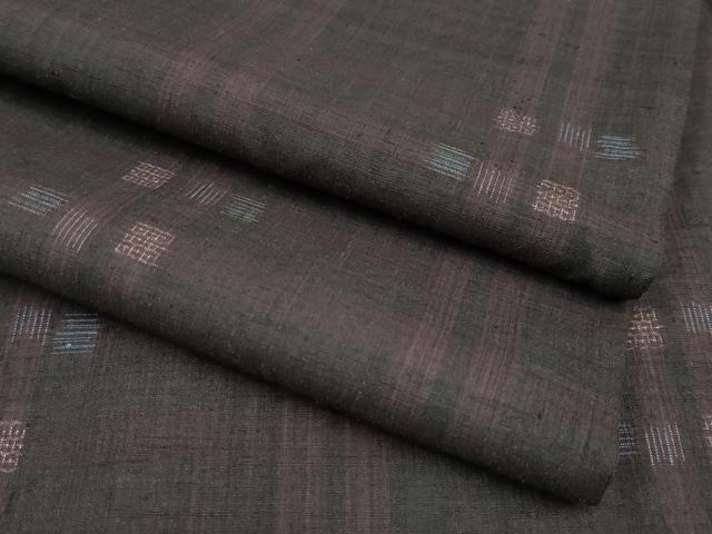 平和屋本店■極上　本場結城紬　重要無形文化財　単衣　80亀甲　格子柄　逸品　CYAA1010s5