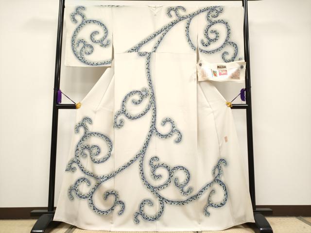 平和屋本店■極上　本加賀友禅作家　由水煌人　訪問着　唐草文　証紙付き　砂色地　逸品　CYAA1023s5