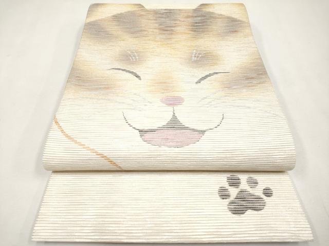 平和屋本店■極上　太鼓柄袋帯　猫　銀彩　逸品　CYAA1137s5