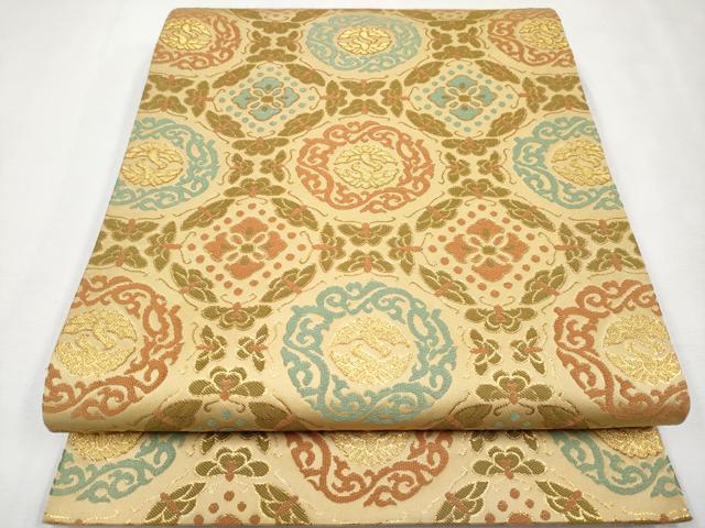 平和屋本店■極上　龍村晋謹製　全通柄袋帯　唐織　天平向鳥蝶文錦　金糸　逸品　CYAA1370s5