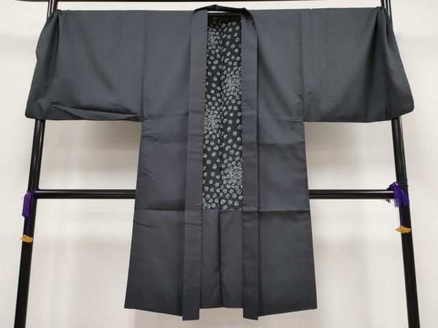 平和屋本店■極上　男性　長羽織　黒紬　キングサイズ　市松綾織　逸品　CYAA1480s5