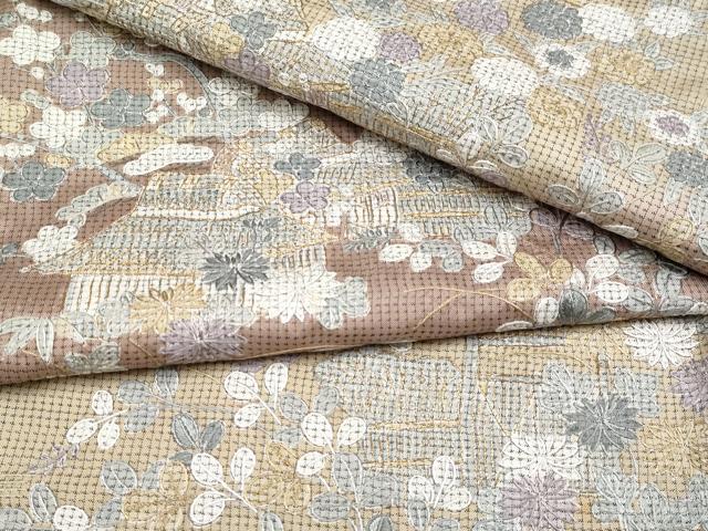 平和屋本店■極上　訪問着　本場染大島紬　総刺繍　御所解文　金糸　逸品　CYAA1551s5