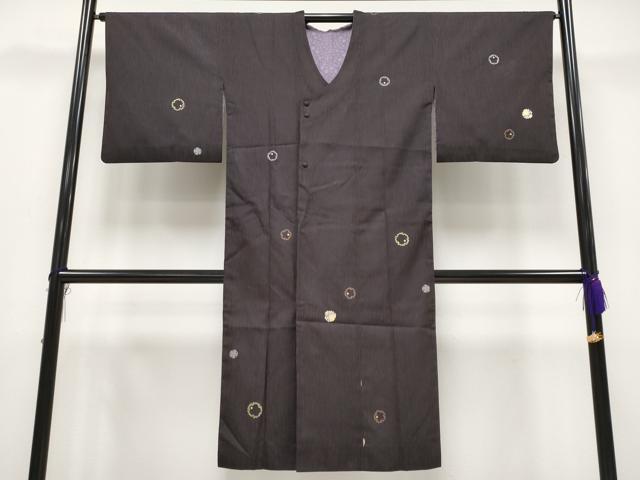 平和屋本店■極上　道中着　ロング丈　リバーシブル　紋紗　雪輪文　金銀彩　深紫色地　逸品　CYAA1750s5