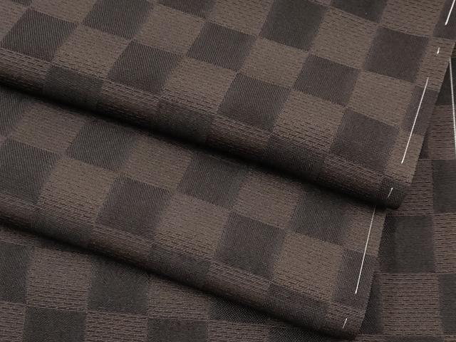 平和屋本店■極上　お召　市松文様　黒×茶色　逸品　未使用　CYAA1759s5