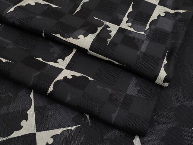 平和屋本店■極上　男性　夏物　小紋　市松紋紗　雪輪シルエット　黒地　逸品　CYAA1848s5