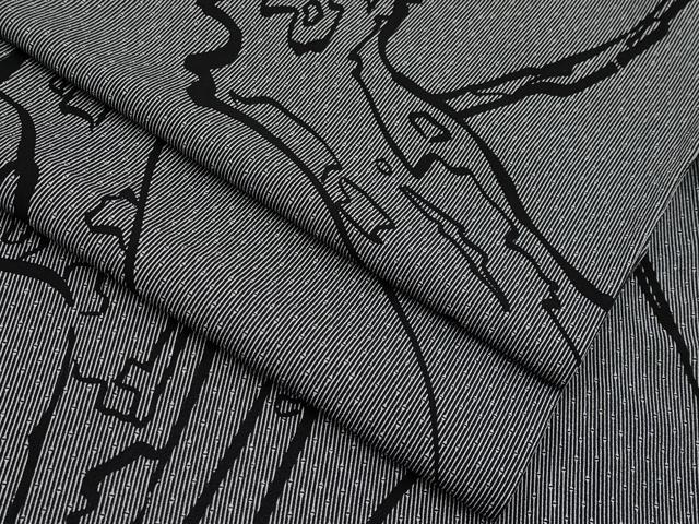 平和屋本店■極上　男性　小紋　単衣　竹万筋　枝文　黒地　逸品　CYAA1851s5