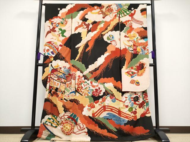 平和屋着物▽上質な小紋　単衣　間道　鬼しぼ縮緬　正絹　逸品　AABD0128fy 平和屋着物□上質な小紋 間道 鬼しぼ縮緬 正絹 逸品 未使用