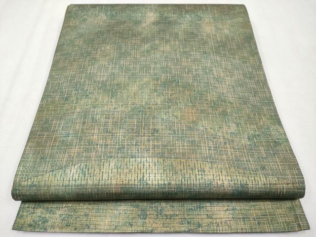 平和屋本店■極上　伝統工芸品　伊那紬　手織り　全通柄袋帯　霞文　金糸　逸品　CYAA1907s5