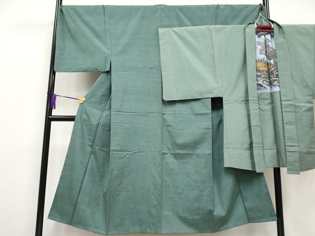 平和屋本店■極上　男性　紬・羽織セット　着物：青鈍色　羽織：薄青色　逸品　CYAA2009s5