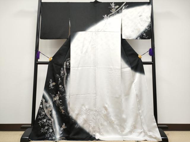 平和屋本店■極上　訪問着　ラインストーン　花唐草文　暈し染め　銀通し地　逸品　CYAA2044s5