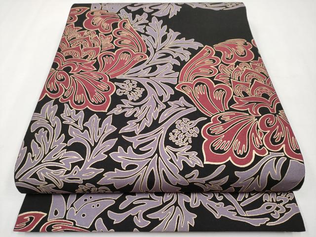 平和屋本店■極上　全通柄袋帯　枝花文　黒地　金彩　逸品　CYAA2056s5
