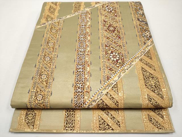 平和屋本店■極上　西陣の名門　加納幸謹製　六通柄袋帯　唐織　花唐草文　金糸　逸品　CYAA2066s5