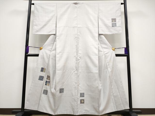 平和屋本店■極上　訪問着　紬地　刺繍　色紙吉祥文　薄梅鼠色地　逸品　CYAA2111s5