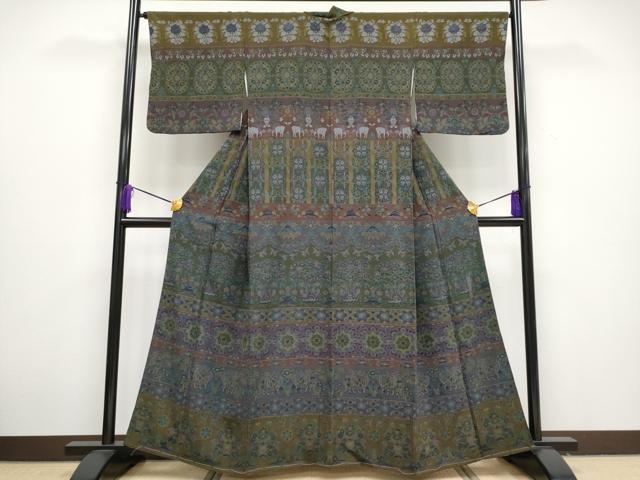 平和屋本店■極上　前田仁仙　仁仙更紗　訪問着　動物花文　逸品　CYAA2169s5