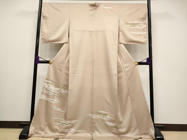 平和屋本店■極上　洗える最高級着物　＜英＞はなぶさ謹製　訪問着　霞舞葉文　金彩　赤白橡色地　逸品　未使用　CYAA2176s5