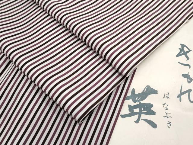 平和屋本店■極上　洗える最高級着物　＜英＞はなぶさ謹製　小紋　縞　たとう紙付き　逸品　未使用　CYAA2204s5