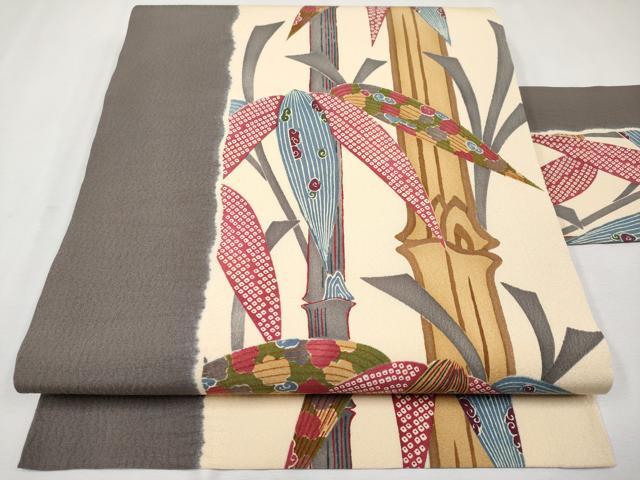 平和屋本店■極上　摺型友禅　京都　多ち花　全通柄　九寸名古屋帯　絞り　加賀大笹　逸品　未使用　CYAA2236s5