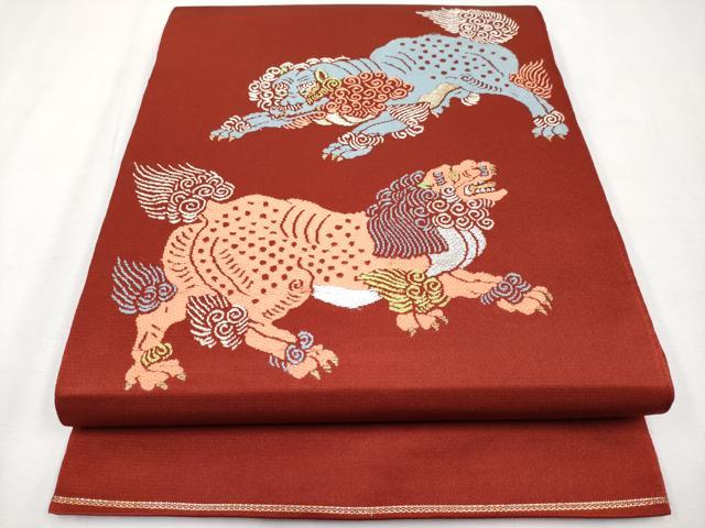 平和屋本店●極上　龍村美術織物　たつむら　六通柄　本袋帯　唐織　咆哮獅錦　金銀糸　逸品　CYAA2255s5