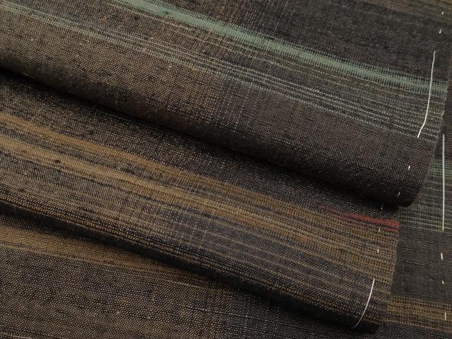 平和屋本店■極上　郡上紬　草木染　胴抜き仕立て　横段文　逸品　未使用　CYAA2298s5