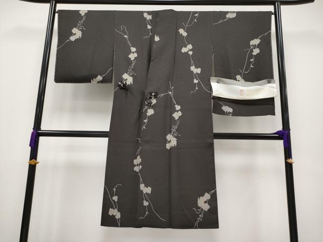 平和屋本店■極上　道中着　ロング丈　蔦の葉文　金彩　反端付き　さが美扱い　黒橡色地　逸品　未使用　CYAA2313s5