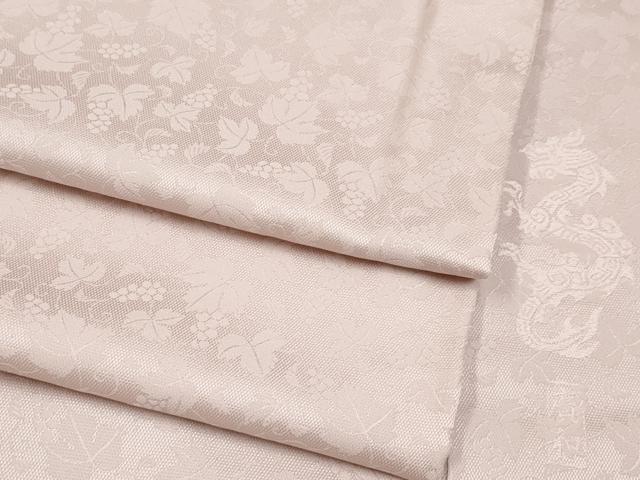 平和屋本店■極上　児島廣和　アトリエ 聖jin苑　お召　色無地　葡萄蔦の葉地紋　灰桜色地　逸品　CYAA2333s5