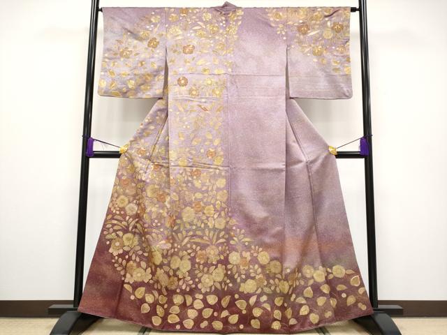 平和屋本店■極上　中国三大刺繍　スワトウ刺繍　総刺繍　訪問着　辻が花　暈し染め　金通し地　逸品　CYAA2334s5