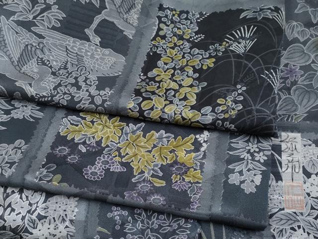 平和屋本店■極上　前田仁仙　仁仙更紗　小紋　格子花鳥文　逸品　CYAA2353s5