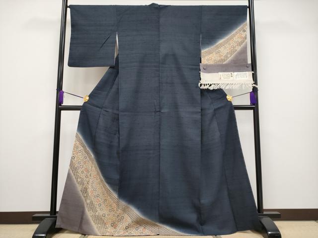 平和屋本店□極上 染織の名門 しょうざん 生紬 訪問着 風景花文