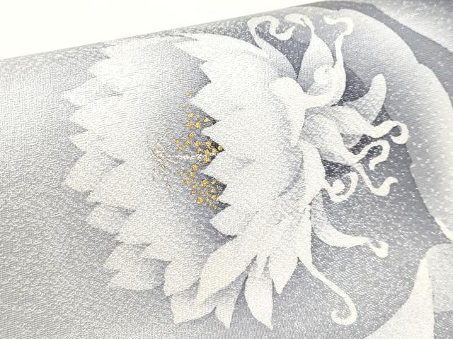 平和屋着物○太鼓柄袋帯 紬地 吉祥文 銀通し地 さが美扱い