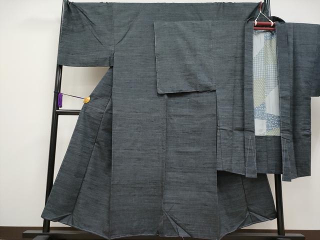 平和屋本店■極上　男性　紬　アンサンブル　キングサイズ　藍鉄色地　逸品　未使用　CYAA2439s5