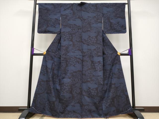 平和屋本店□極上 結城紬 奥順 はたおり娘 80亀甲 流水雲