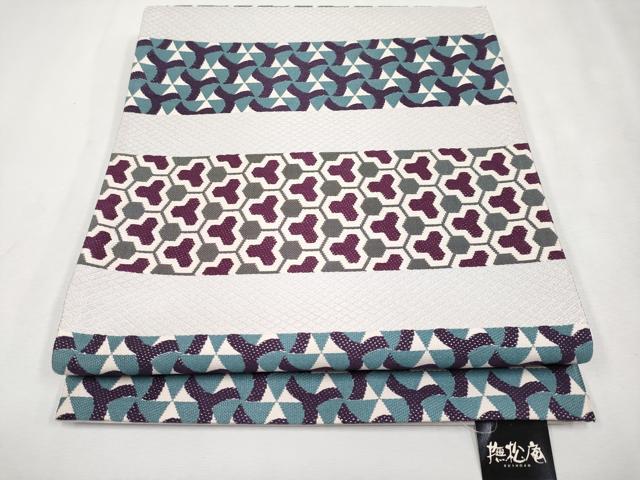 平和屋本店■極上　撫松庵　六通柄京袋帯　横段吉祥文　灰梅色地　逸品　未使用　CYAA2578s5