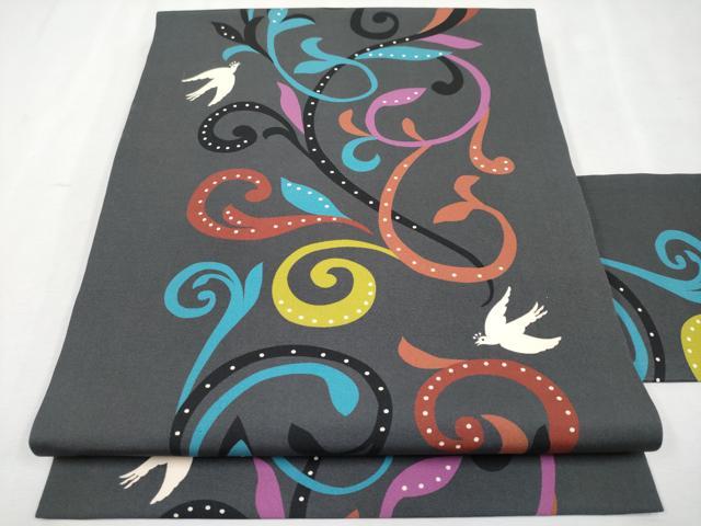 平和屋本店■極上　塩瀬　全通柄　九寸名古屋帯　飛鳥唐草文　檳榔子染色地　逸品　CYAA2586s5