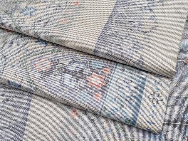 平和屋着物■極上　都喜ヱ門　本場大島紬　白大島　7マルキ　花唐草間道　藤絹織物謹製　逸品　CYAA2619s5