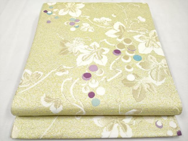 平和屋着物■極上　六通柄袋帯　唐織　葡萄蔦の葉文　金糸　逸品　未使用　CYAA3152s5