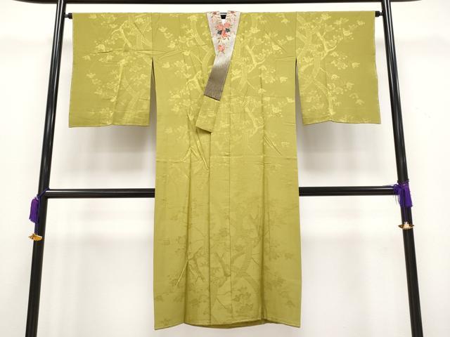 平和屋着物■上質な長襦袢　無双仕立て　笹竹橘地紋　菜種油色地　やまと誂製　半衿刺繍　逸品　未使用　CYAA2645s5