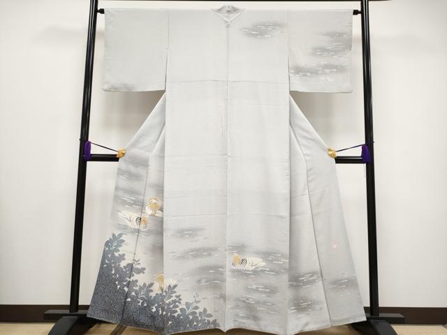 平和屋着物■極上　人間国宝・羽田登喜男　訪問着　鴛鴦　たたき染め　金彩　逸品　CYAA2708s5