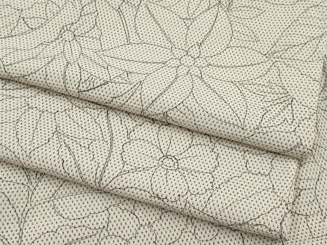 平和屋本店■極上　白鷹お召　草花文　練色地　逸品　未使用　CYAA2710s5