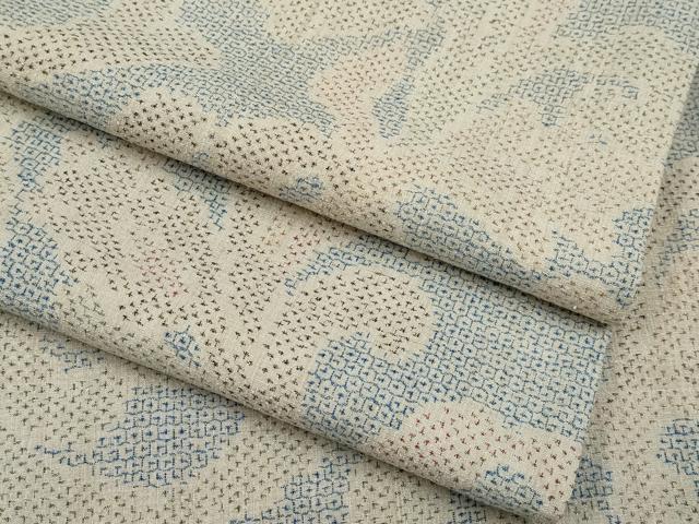 平和屋着物■極上　本場結城紬　重要無形文化財　80亀甲　花唐草文　亜麻色地　逸品　CYAA2749s5