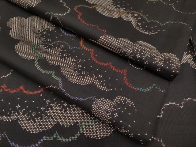 平和屋着物■極上　本場大島紬　7マルキ　雲重ね文　逸品　CYAA2751s5