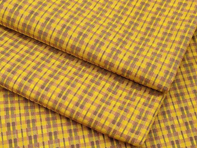 平和屋本店■極上　山下八百子　本場黄八丈　紬　市松綾織　三越扱い　逸品　CYAA2773s5
