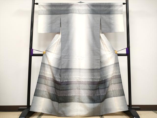 平和屋着物■極上　訪問着　単衣　花織　紬地　横段文　逸品　CYAA2774s5