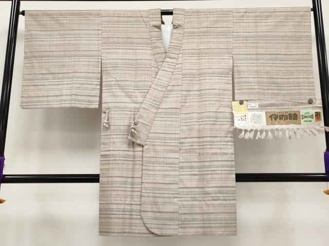 平和屋着物＃道中着 単衣 紬地 格子柄 ロング丈 正絹 逸品 CAAW4939dy