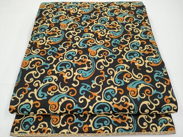 平和屋本店■極上　龍村美術織物　たつむら　六通柄　本袋帯　唐織　雲龍繍文錦　黒地　金糸　逸品　CYAA2921s5