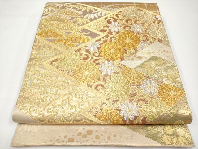 平和屋着物○西陣 川島織物 六通柄 本袋帯 花唐草文 金