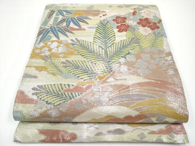 平和屋着物■極上　西陣　川島織物　六通柄袋帯　プラチナ　松竹梅　逸品　CYAA2952s5