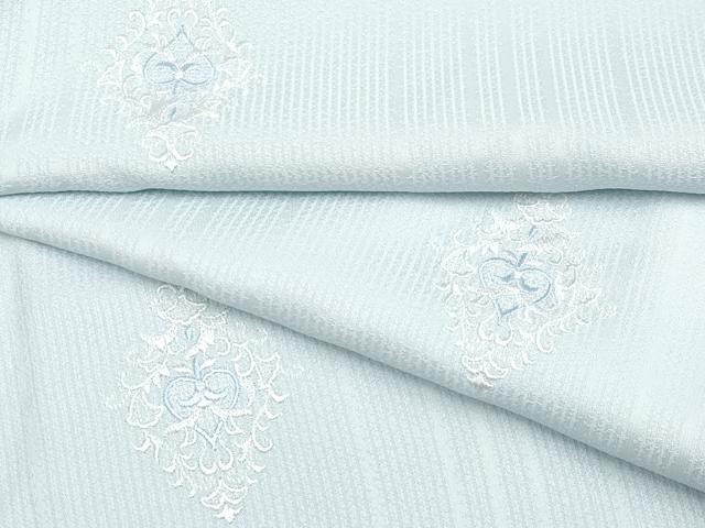 平和屋本店■極上　小紋　総刺繍　花唐草菱文　水色地　逸品　未使用　CYAA3002s5