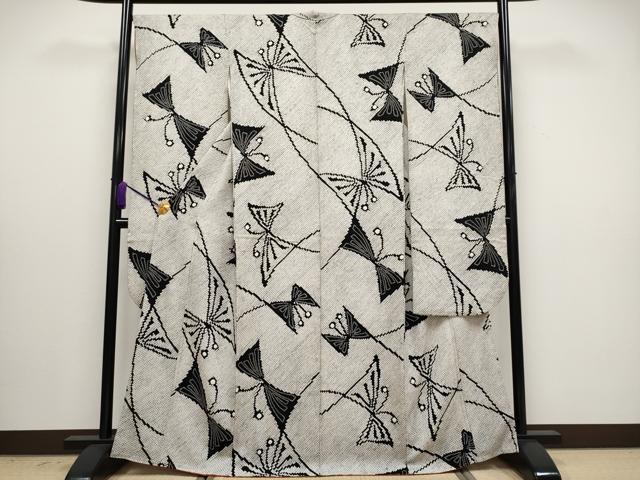 平和屋本店■極上　本疋田絞り　振袖　舞蝶文　黒地　逸品　CYAA3031s5